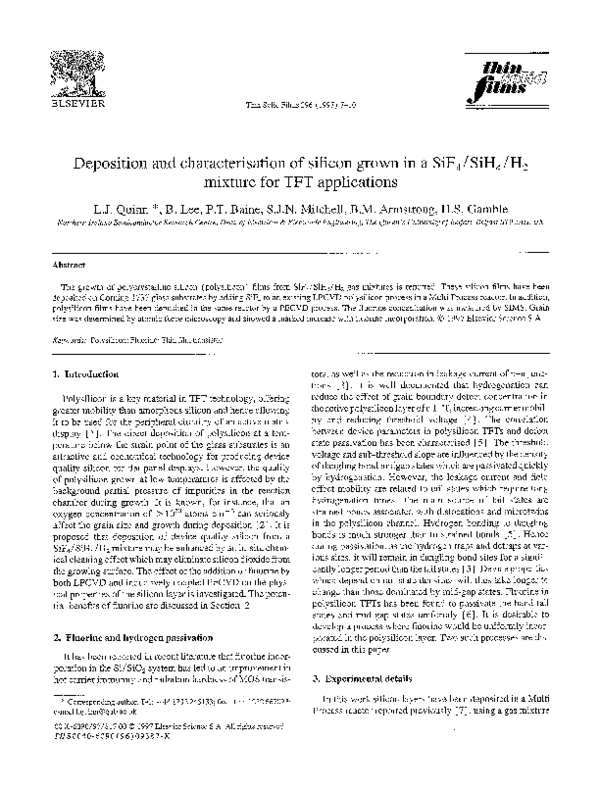 (PDF) Deposition and characterisation of silicon grown in a SiF4/SiH4 ...