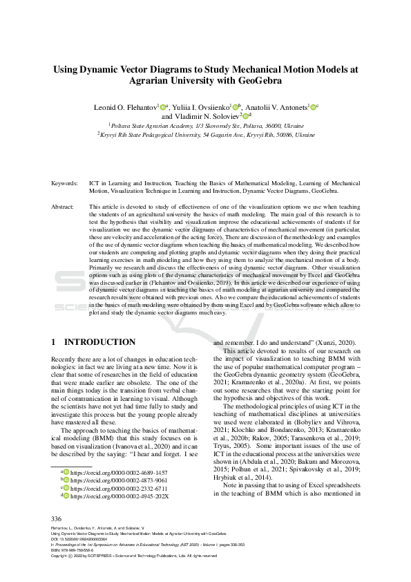 (PDF) Using Dynamic Vector Diagrams to Study Mechanical Motion Models ...