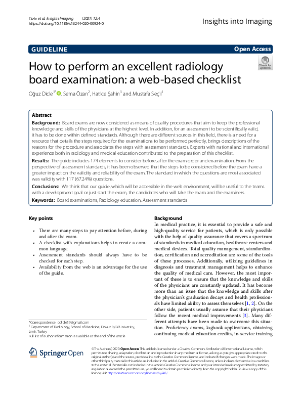 (PDF) How to perform an excellent radiology board examination: a web-based checklist