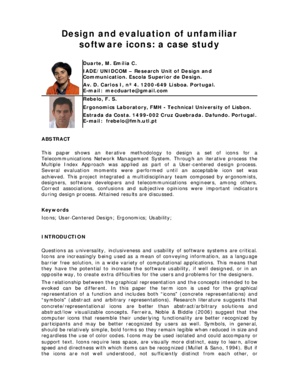(PDF) Design and evaluation of unfamiliar software icons: a case study