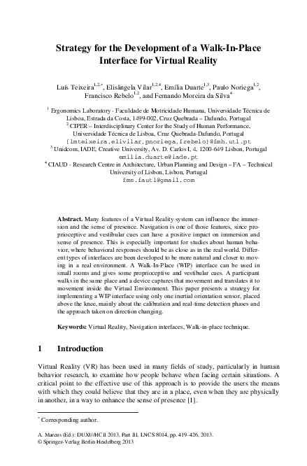 (PDF) Strategy for the Development of a Walk-In-Place Interface for ...