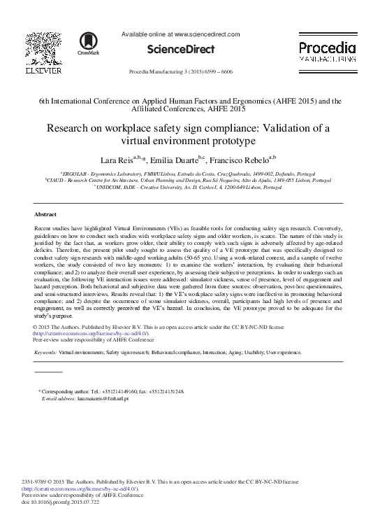 (PDF) Research on Workplace Safety Sign Compliance: Validation of a ...