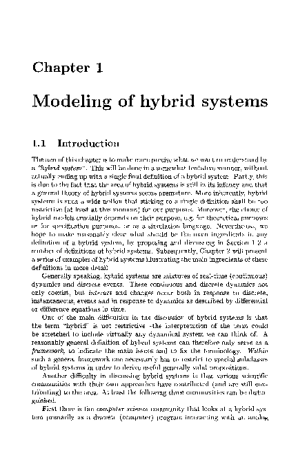 (PDF) Modeling of hybrid systems