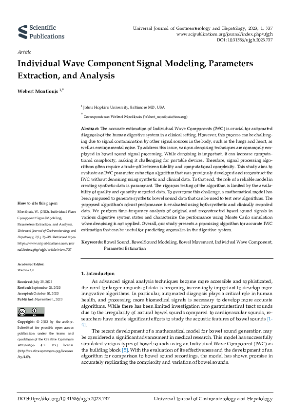 (PDF) Individual Wave Component Signal Modeling, Parameters Extraction ...