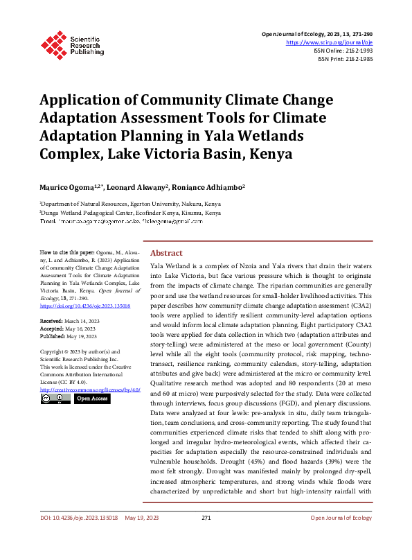 (PDF) Application of Community Climate Change Adaptation Assessment ...