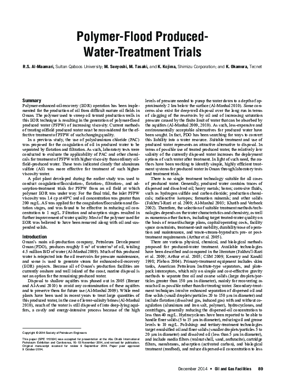 (PDF) Polymer-Flood Produced-Water-Treatment Trials