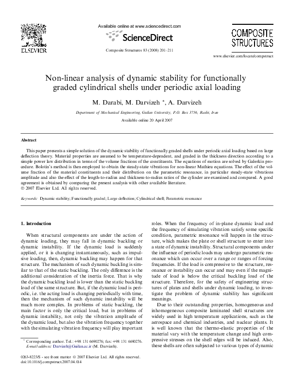 (PDF) Non-linear analysis of dynamic stability for functionally graded ...