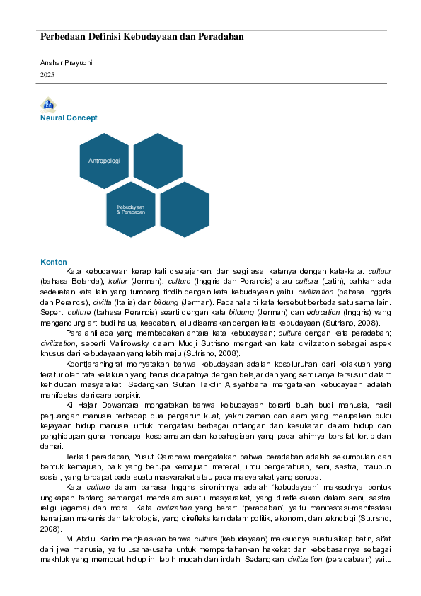 (PDF) Perbedaan Definisi Kebudayaan dan Peradaban