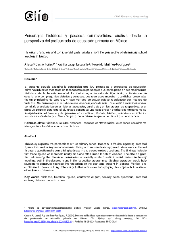 (PDF) Personajes históricos y pasados controvertidos: análisis desde la ...