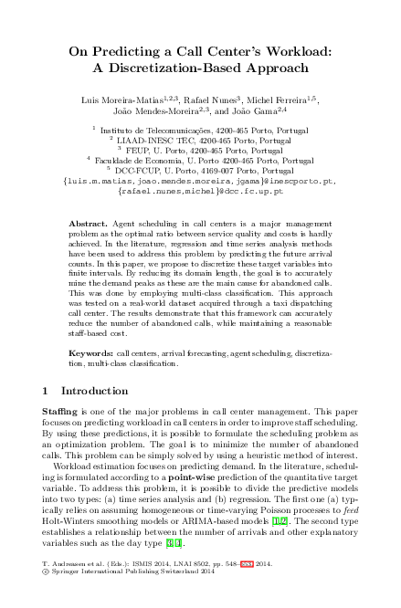 Pdf On Predicting A Call Centers Workload A Discretization Based Approach