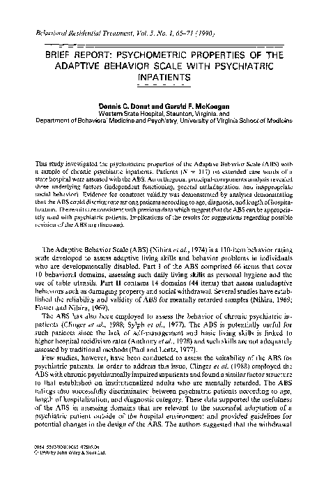 (PDF) Brief report: Psychometric properties of the adaptive behavior ...
