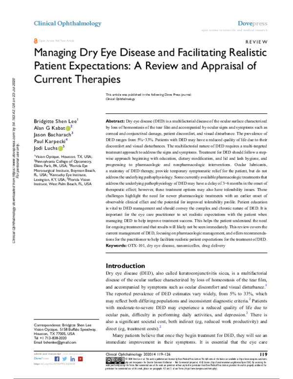 (PDF) Managing Dry Eye Disease and Facilitating Realistic Patient ...
