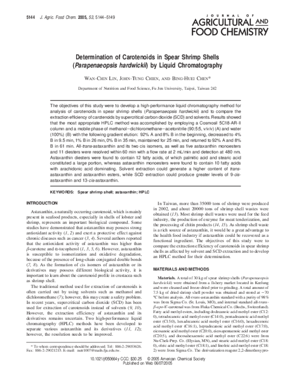 (PDF) Determination of Carotenoids in Spear Shrimp Shells ...