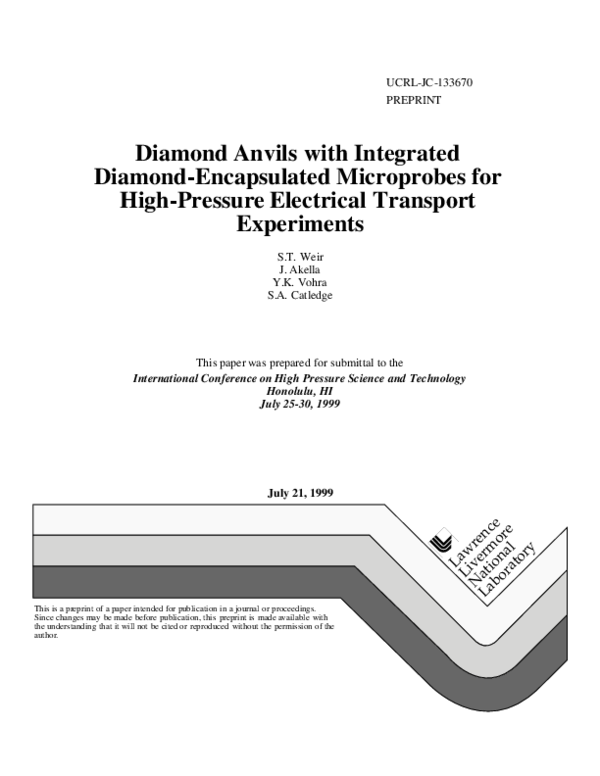 (PDF) Diamond anvils with integrated diamond-encapsulated microprobes ...