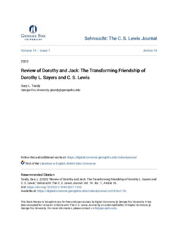 (PDF) Review of Dorothy and Jack: The Transforming Friendship of ...
