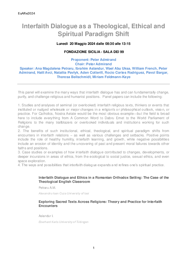 (PDF) Interfaith Dialogue as a Theological, Ethical and Spiritual ...