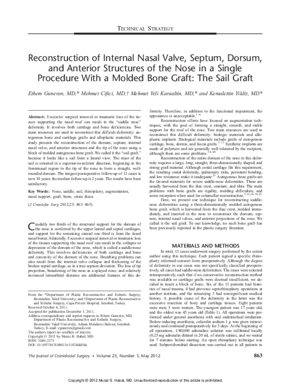 (PDF) Reconstruction of Internal Nasal Valve, Septum, Dorsum, and ...
