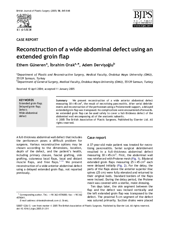 (PDF) Reconstruction of a wide abdominal defect using an extended groin ...