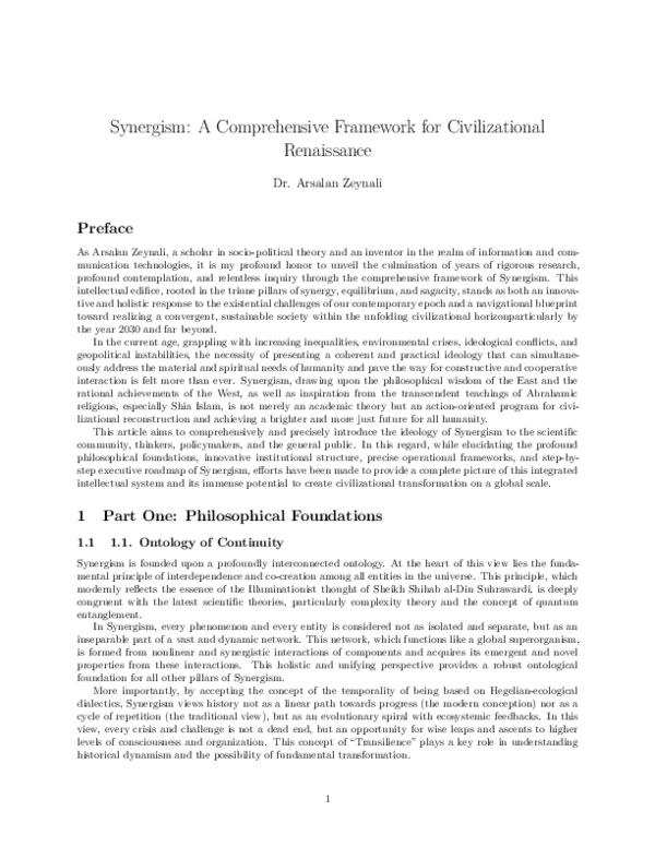 (PDF) Synergism A Comprehensive Framework for Civilizational