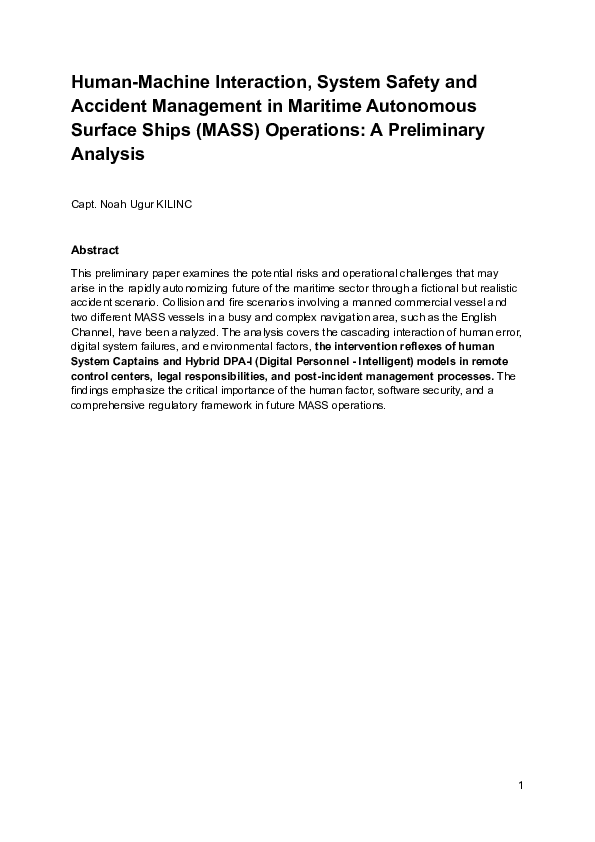 (PDF) Human-Machine Interaction, System Safety and Accident Management in Maritime Autonomous ...