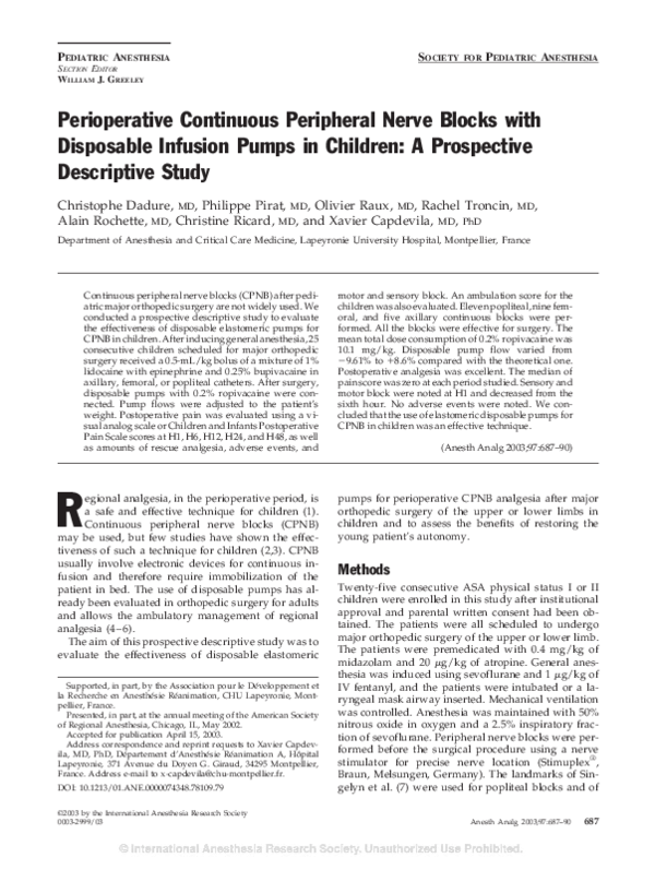 (PDF) Perioperative Continuous Peripheral Nerve Blocks with Disposable ...