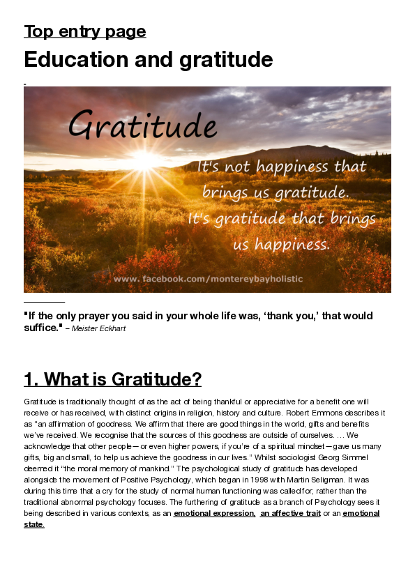 (PDF) Gratitude in Education