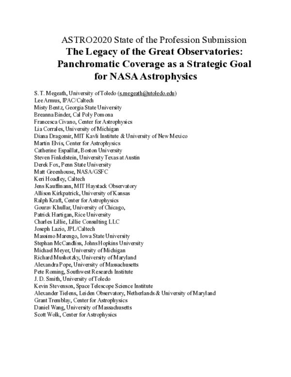 (PDF) The Legacy of the Great Observatories: Panchromatic Coverage as a ...