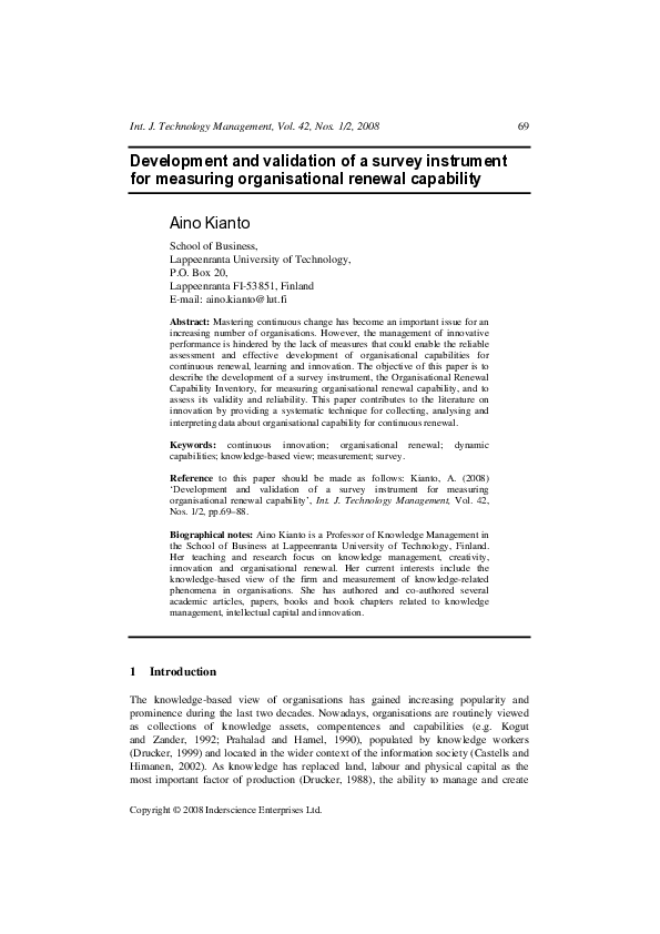(PDF) Development and validation of a survey instrument for measuring ...