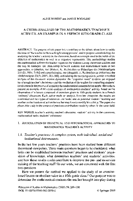 (PDF) A Cross-Analysis of the Mathematics Teacher’s Activity. An ...
