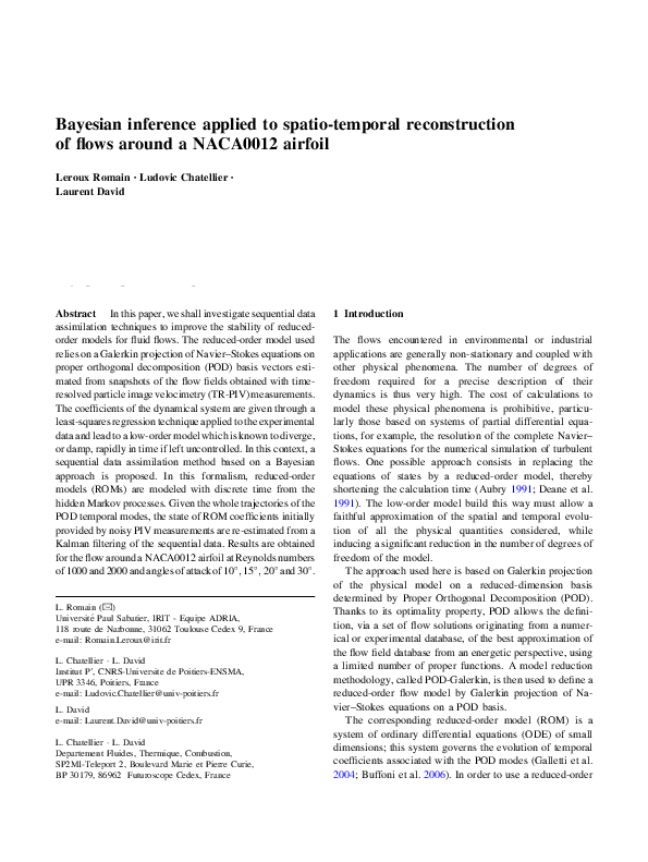 (PDF) Bayesian inference applied to spatio-temporal reconstruction of flows around a NACA0012 ...