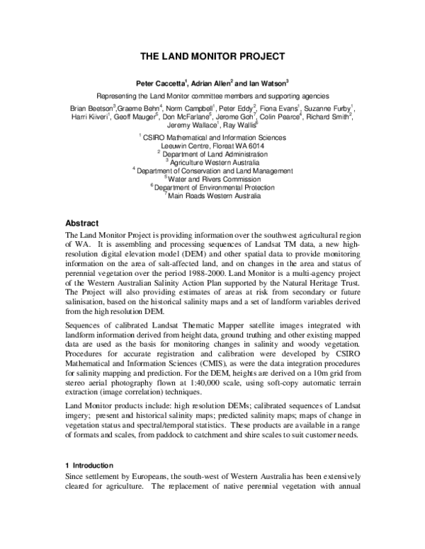 (PDF) The land monitor project