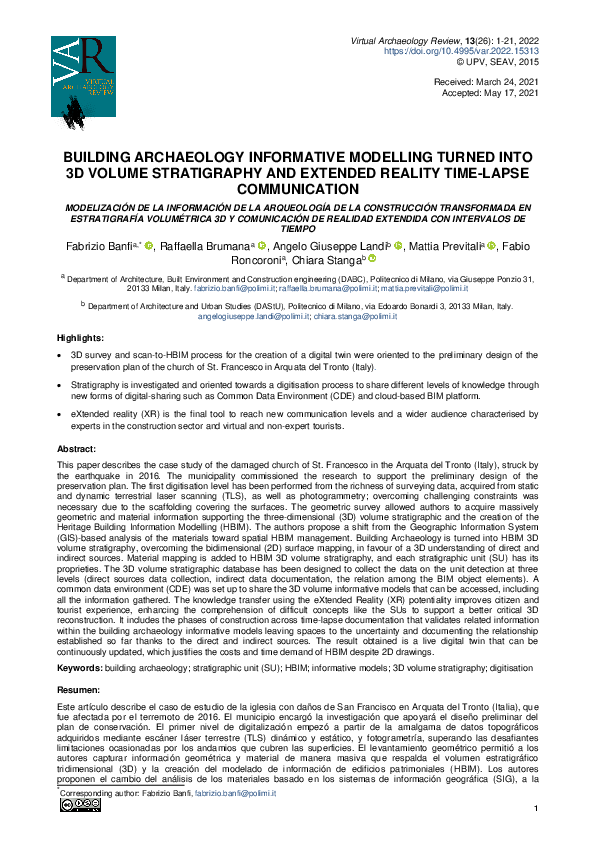 (PDF) Building archaeology informative modelling turned into 3D volume ...