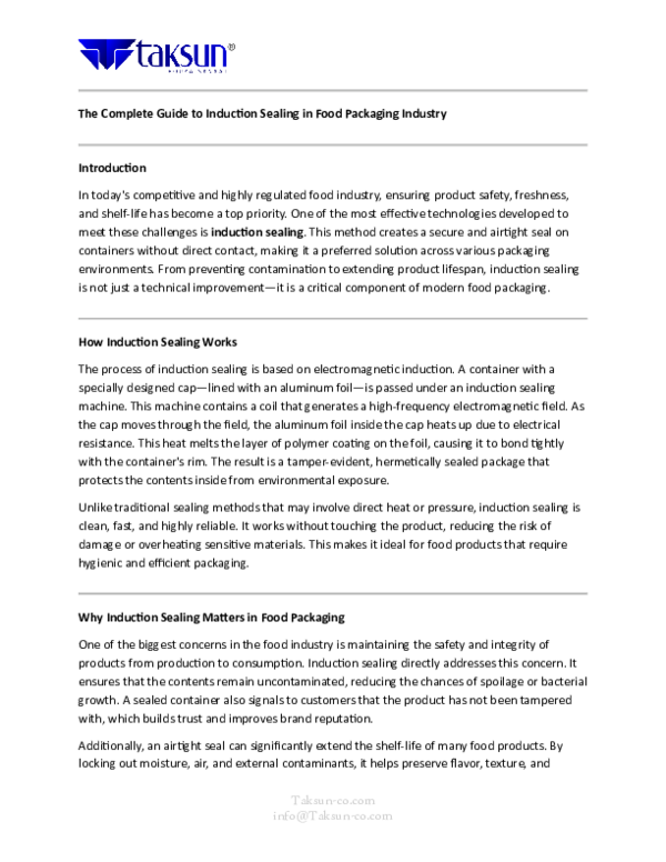 (PDF) The Complete Guide to Induction Sealing in Food Packaging Industry