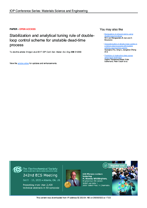 (PDF) Stabilization and analytical tuning rule of double-loop control ...