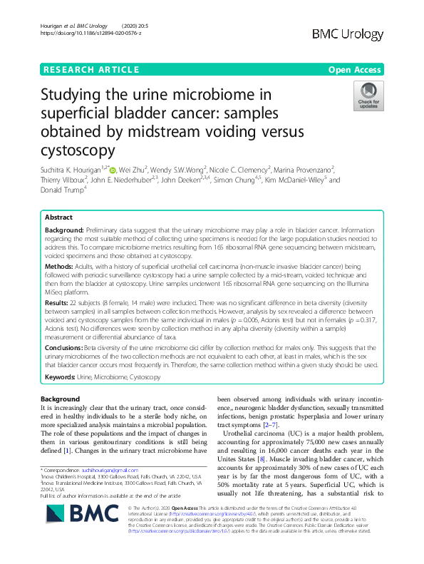 (PDF) Studying the urine microbiome in superficial bladder cancer ...