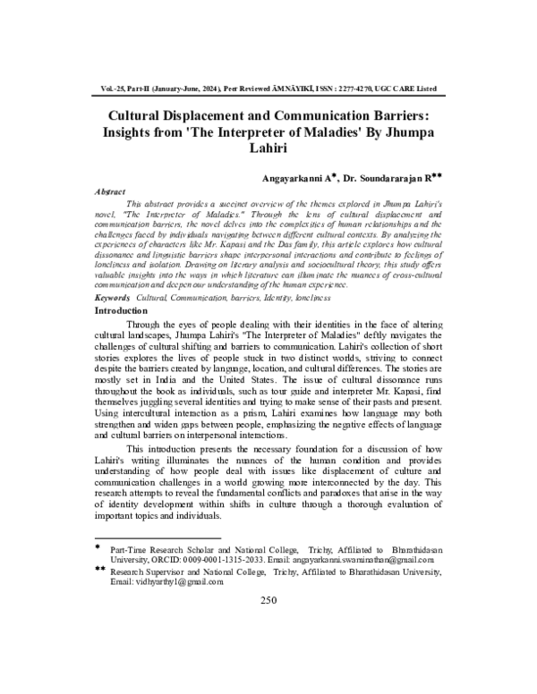 (PDF) Cultural Displacement and Communication Barriers: Insights from ...