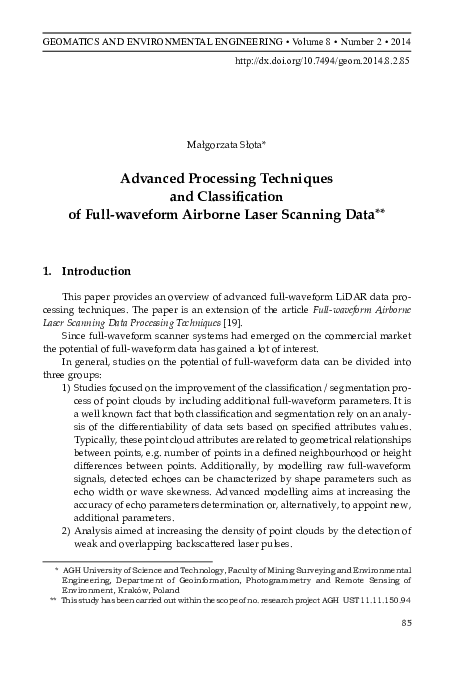 (PDF) Advanced processing techniques and classification of full ...