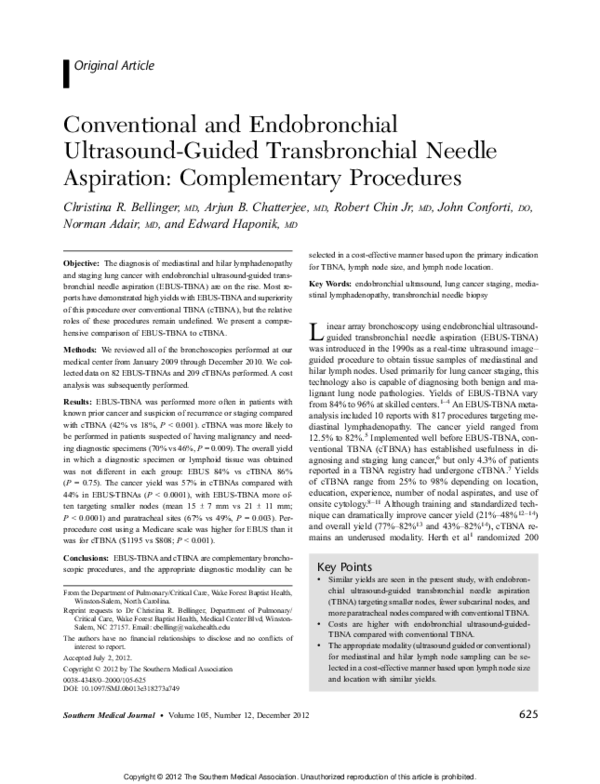 (PDF) Conventional and endobronchial ultrasound-guided transbronchial ...