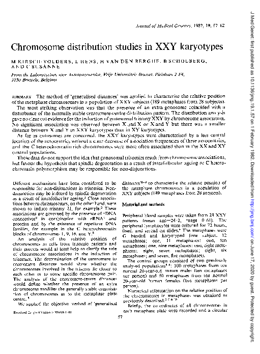 (PDF) Chromosome distribution studies in XXY karyotypes