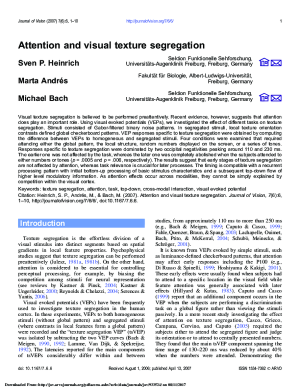 (PDF) Attention and visual texture segregation