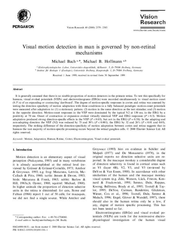 (PDF) Visual motion detection in man is governed by non-retinal mechanisms