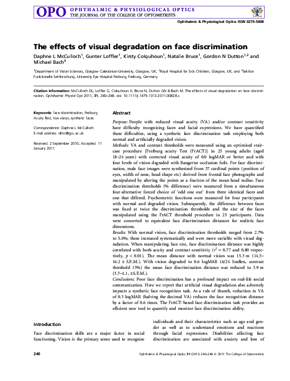 (PDF) The effects of visual degradation on face discrimination