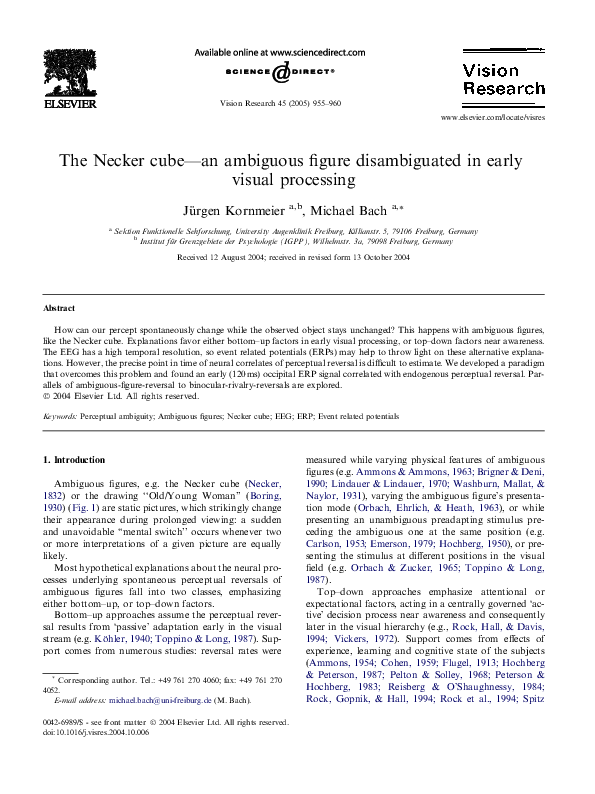 (PDF) The Necker cube—an ambiguous figure disambiguated in early visual ...