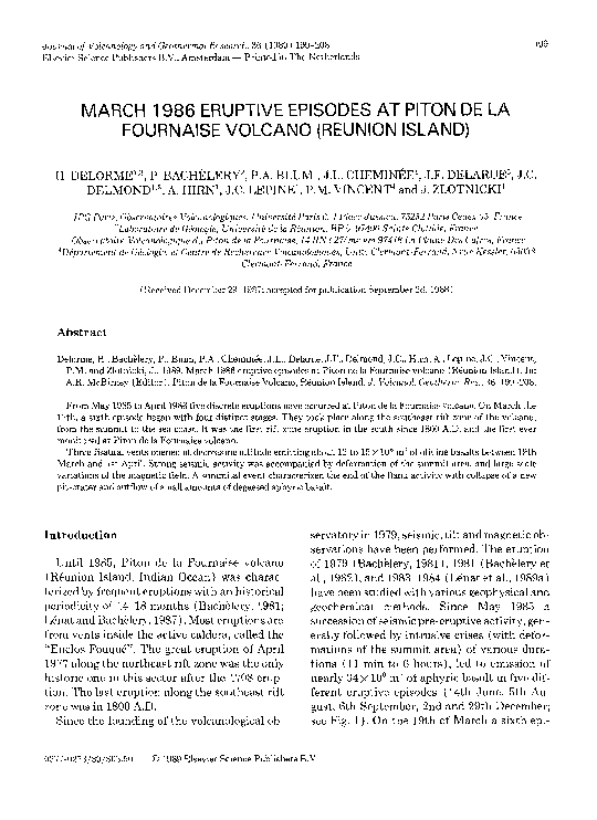 (PDF) March 1986 eruptive episodes at Piton de la Fournaise volcano ...