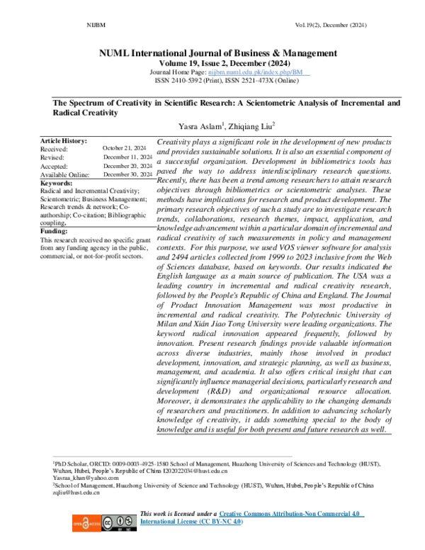 (PDF) The Spectrum of Creativity in Scientific Research: A Scientometric Analysis of Incremental ...