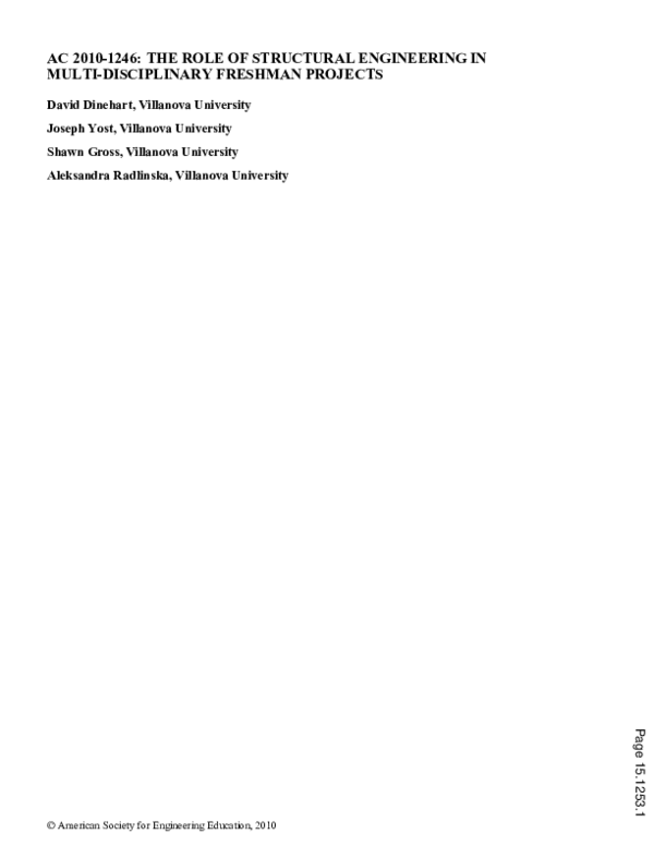 (PDF) The role of structural engineering in multi-disciplinary freshman ...