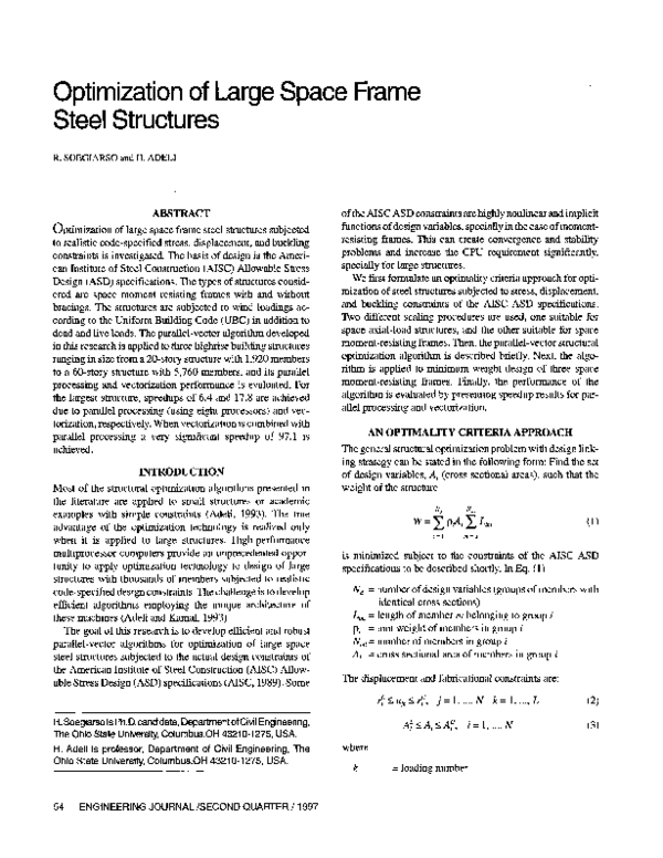 (PDF) Optimization of Large Space Frame Steel Structures