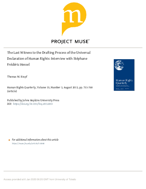 (PDF) The Last Witness to the Drafting Process of the Universal ...