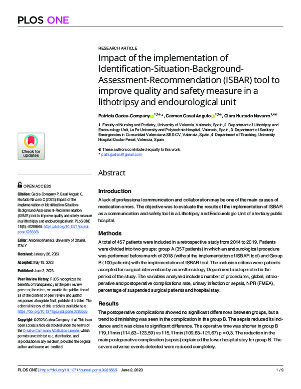 (PDF) Impact of the implementation of Identification-Situation ...