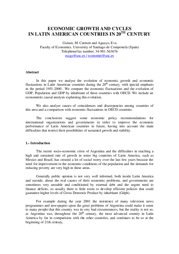 (PDF) Economic Growth and Cycles in Latin American Countries in 20th ...